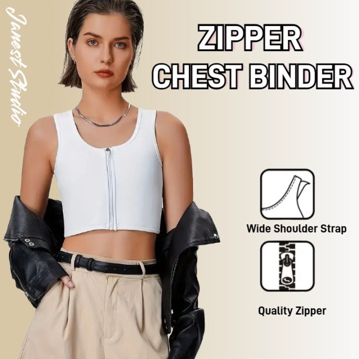 Front Zipper Chest Binder Full Bandage Support Binder Chest FTM Sport ...