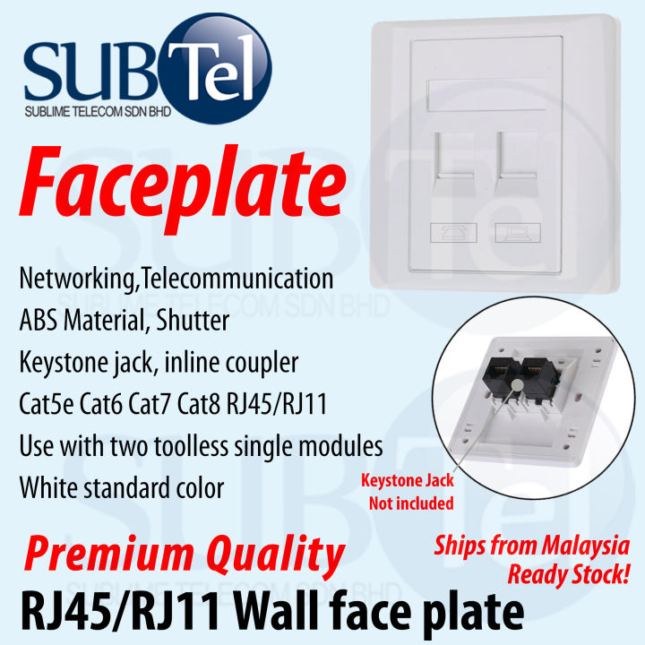 Wall Faceplate 2 Ports Keystone RJ45 RJ11 Toolless CAT6 CAT7 Face Plate ...