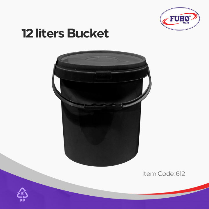 FUHO 1pc Black 12 Litters Bucket / Food Keeper / Multi-Purpose Plastic ...