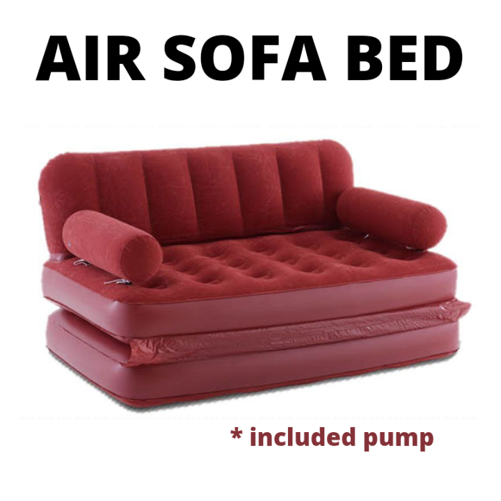 Inflatable Double Air Sofa Bed With Flocking Maroon | Lazada