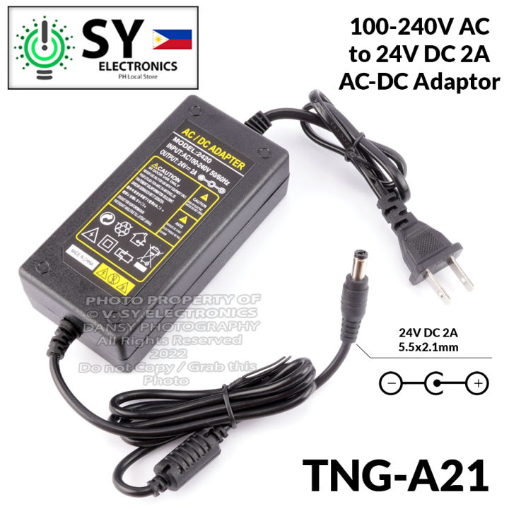 AC 110V - 220V to DC 24V 2A Power Supply Adapter US Plug Wall Adaptor Converter Standard Jack ...