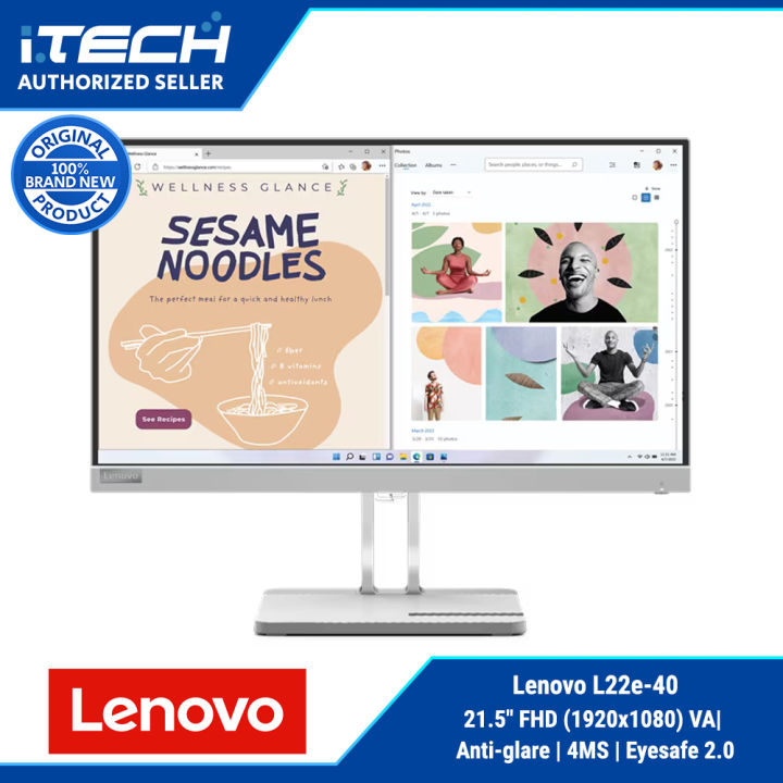 Lenovo L22e-40 Monitor 21" FHD (1920 x 1080) | 3-side NearEdgeless, VA ...