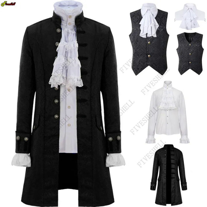 Renaissance Medieval Steampunk MenTrench Coat Shirt Vintage Prince ...