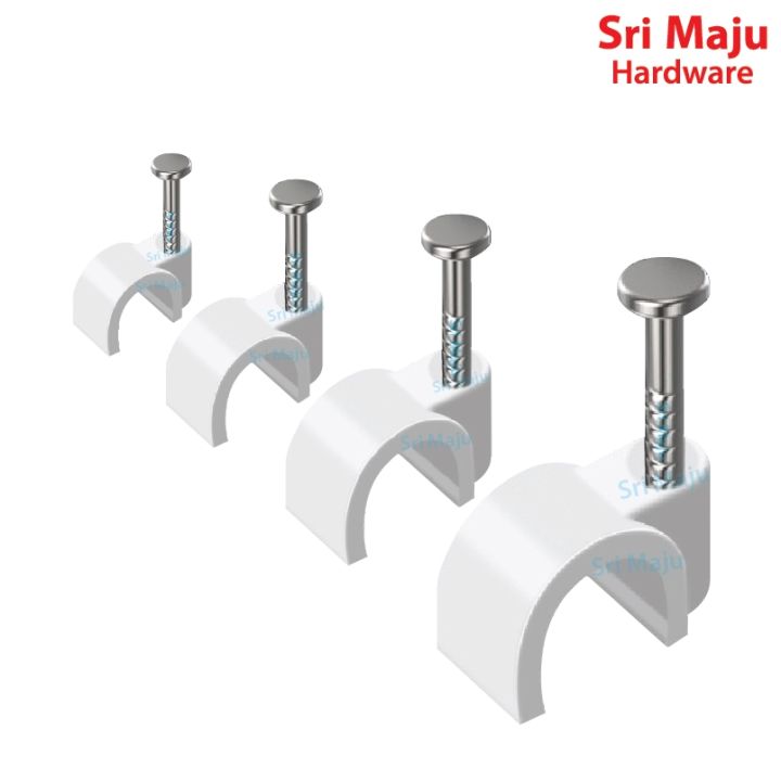 MAJU Quality Cable Clip with Steel Nail for Astro TV Electrical Wire Fibre Ethernet Network Cable Cord Clips Klip Wayar Lazada
