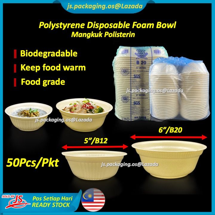 Polystyrene Disposable Foam Bowl 5inch/6inch Bowl [50pcs] Mangkuk ...