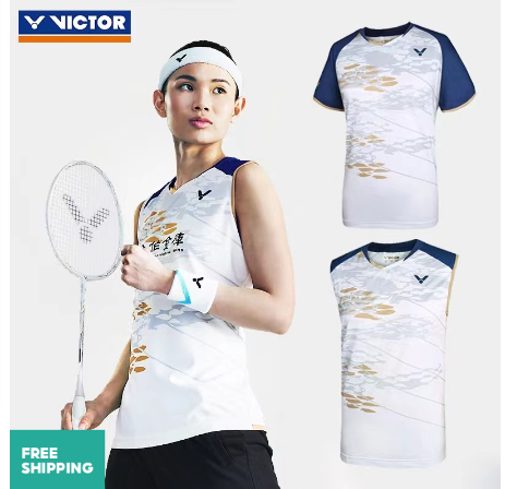 ชุดเล่นเทนนิสเสื้อแขนกุด Victor 2023,ใหม่ฤดูร้อนสำหรับทั้งหญิงและชายกีฬากลางแจ้งแห้งเร็วระบาย ...