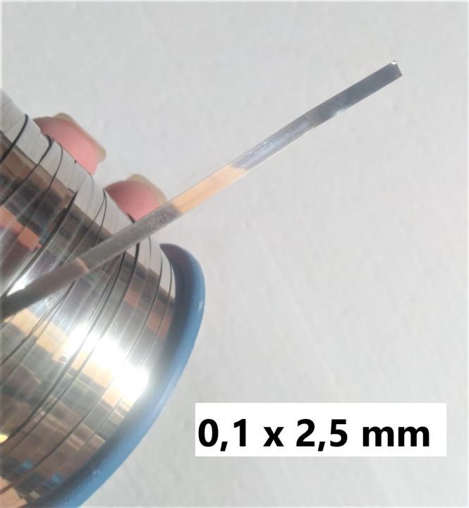 Niklin 0,1 x 2,5 mm Kawat nikelin tebal 0.10 mm Lebar 2,50 mm gepeng ...