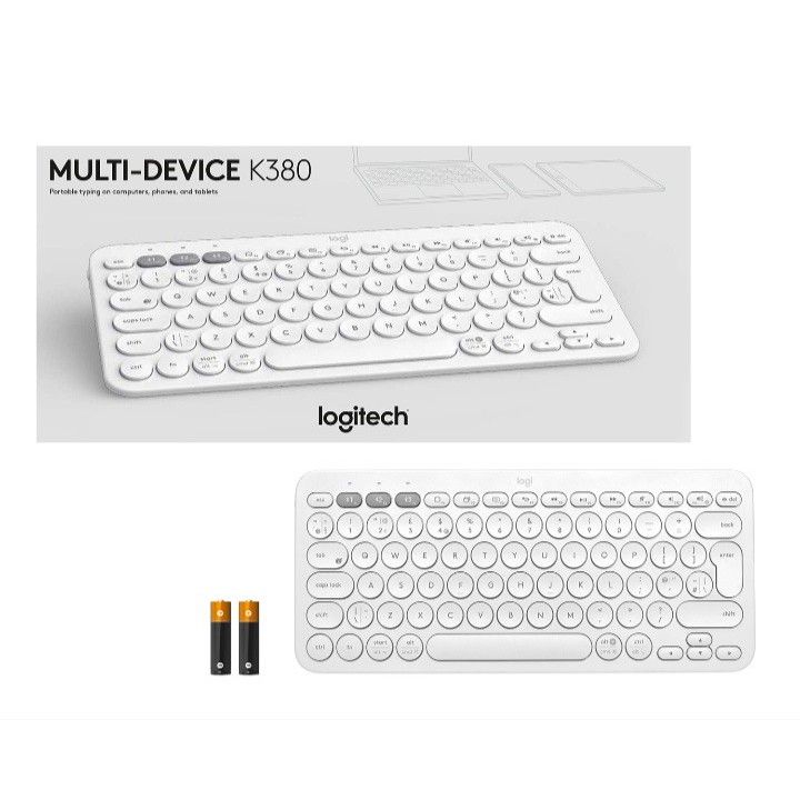 Logitech Keyboard K380 MULTI-DEVICE BLUETOOTH OriginaL (White) | Lazada ...