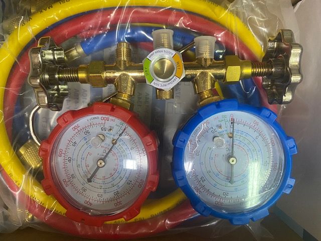 Brass Manifold Gauge Set w/ sight glass and 3 hose for R22/R404a/R134a/R410a | Lazada PH