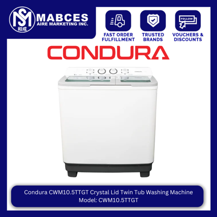 Condura CWM10.5TTGT Crystal Lid Twin Tub Washing Machine | Lazada PH