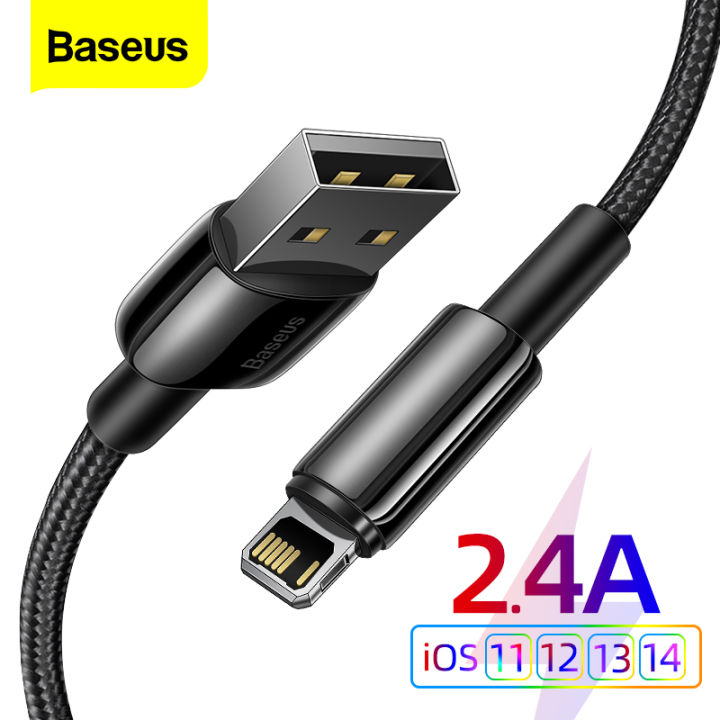 Baseus 1m/2m 2.4A USB Cable USB A to Lightning Cable for iPhone 13 Pro ...