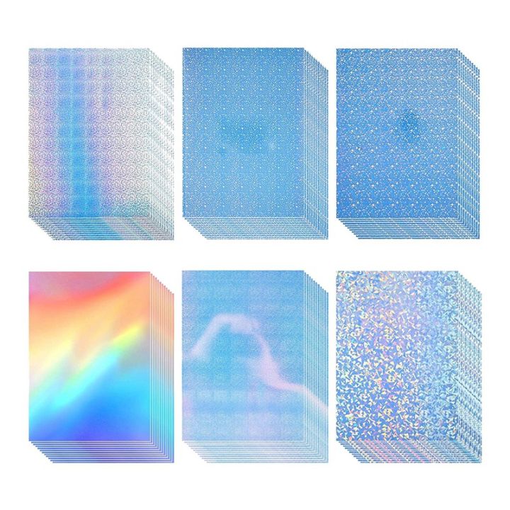 72 Sheets Holographic Sticker Paper with Gem Star Patterns A4 Size ...