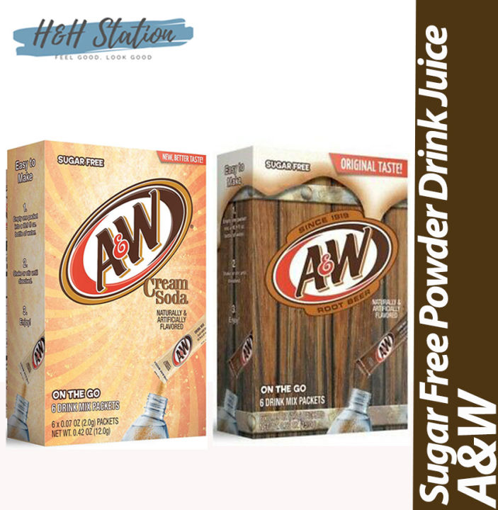 Zero Sugar / Sugar Free A&W, Root Beer – Powder Drink Mix 6packet = 1 ...