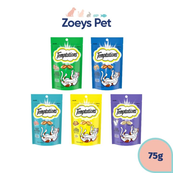 Temptations 75g Cat Treats (Chicken / Salmon / Creamy Dairy / Seafood ...