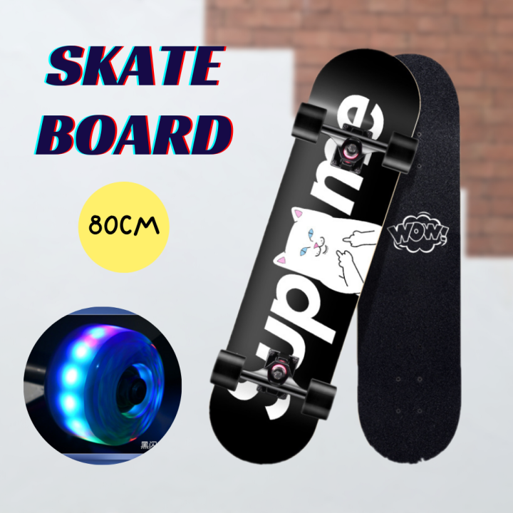 พร้อมส่ง! Skateboard สเก็ตบอร์ด 4 ล้อ มีไฟ เท่ๆ ขนาด 80x20 cm สำหรับ เด็ก ผู้ใหญ่ | Lazada.co.th