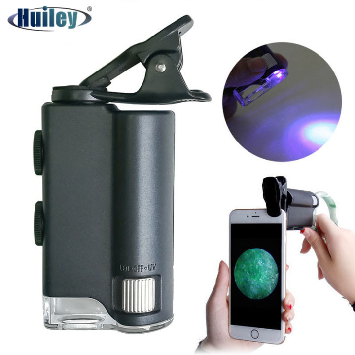 60X/100X Mobile Phone Microscope with Cell Phone Clip Pocket Magnifying ...
