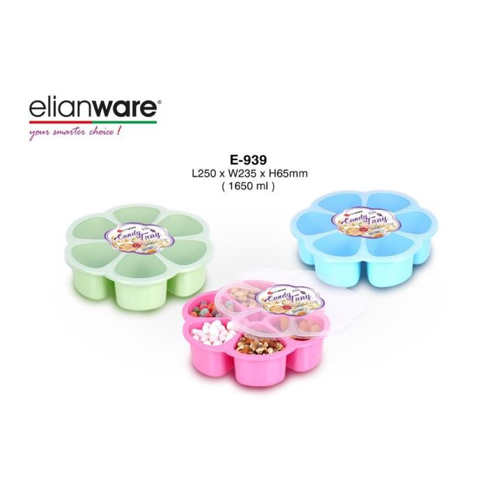 Elianware BPA Free 6 Compartments Flower Shape Candy Snacks Tray Bekas ...