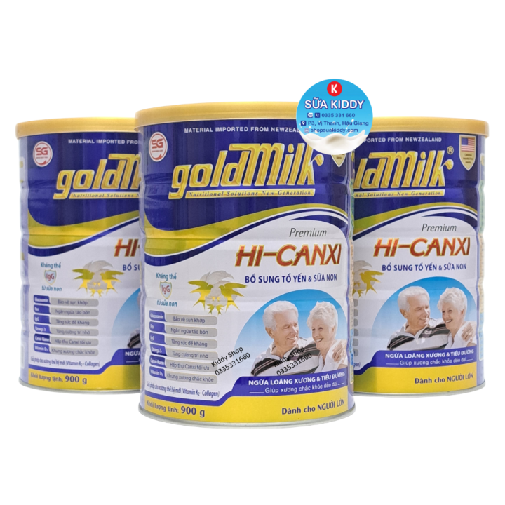 Sữa Goldmilk Hi Canxi 900g ngăn ngừa loãng xương, tiểu đường có bổ sung Tổ Yến & Sữa Non (date ...