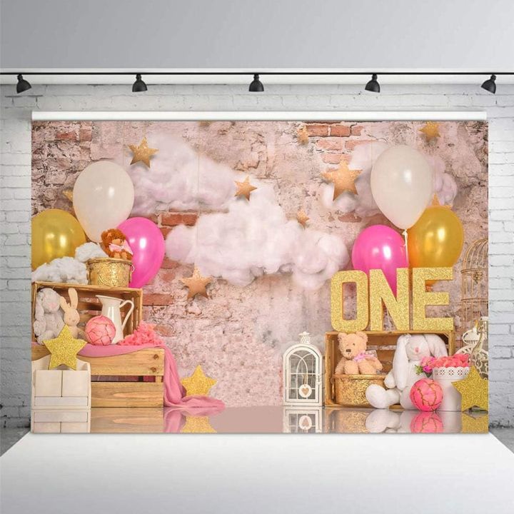 5x3ft Pink Gold Balloon Girl First Birthday Party Backdrops Sweet One ...