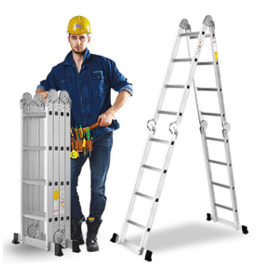 16 STEP LADDER 4.7m total length 2.3m each side 3-Tier foldable ...