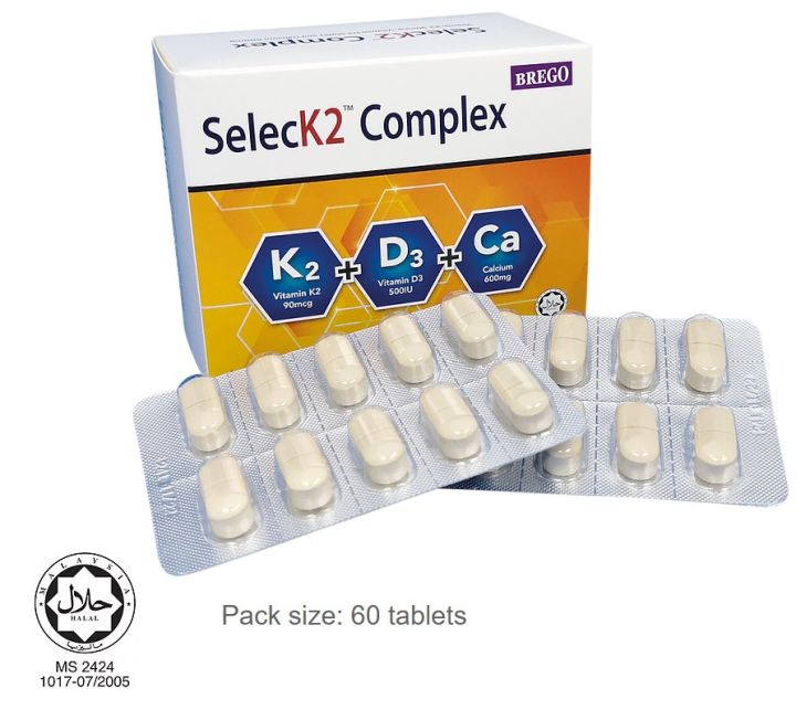 SelecK2 Complex 60 Tablets (HALAL-CERTIFIED) [vitamin D3 + calcium ...
