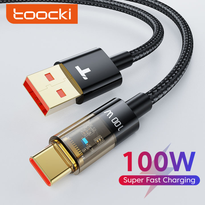 Toocki 100W USB Type C Cable 6A Fast Charging Charger Cable For Huawei ...