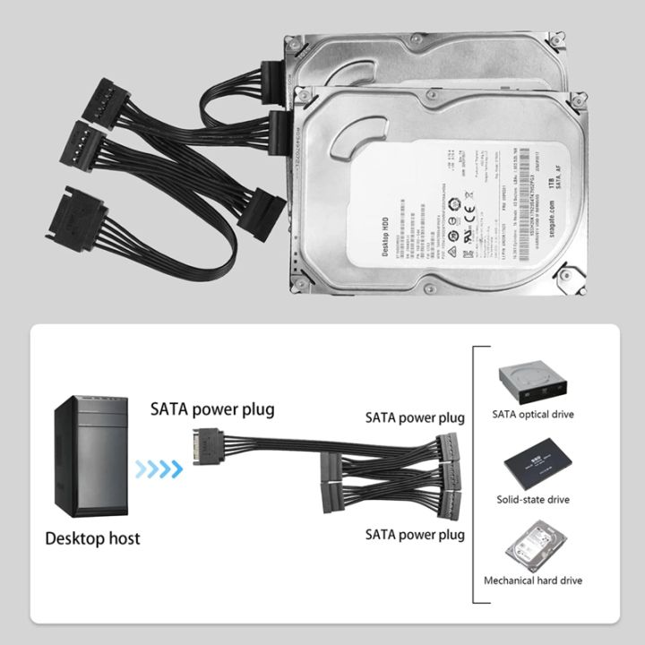 15 Pin Sata Power Splitter 1 To5 Hard Drive HDD SSD Power Supply Cable ...
