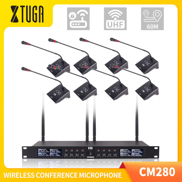 XTUGA CM280 UHF 8 Channels Professional Gooseneck Conference Microphone ...