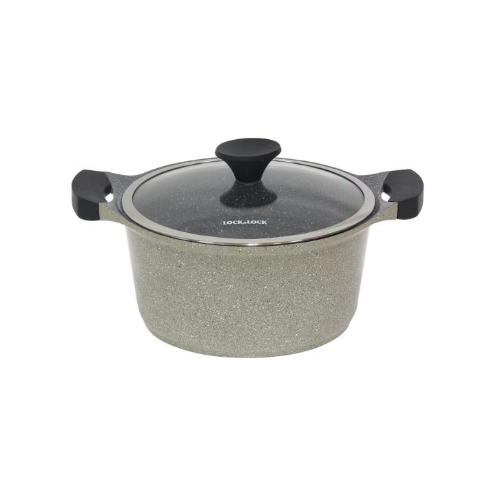 LocknLock 24cm Stone Marble Casting Induction IH Non-Stick Deep ...