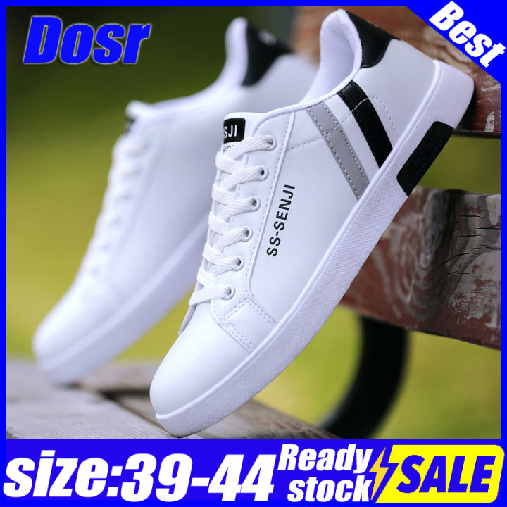 Dosr รองเท้าวิ่งสีขาวรองเท้าผ้าใบลำลองสำหรับแฟชั่นสไตล์เกาหลีผู้ชาย ...