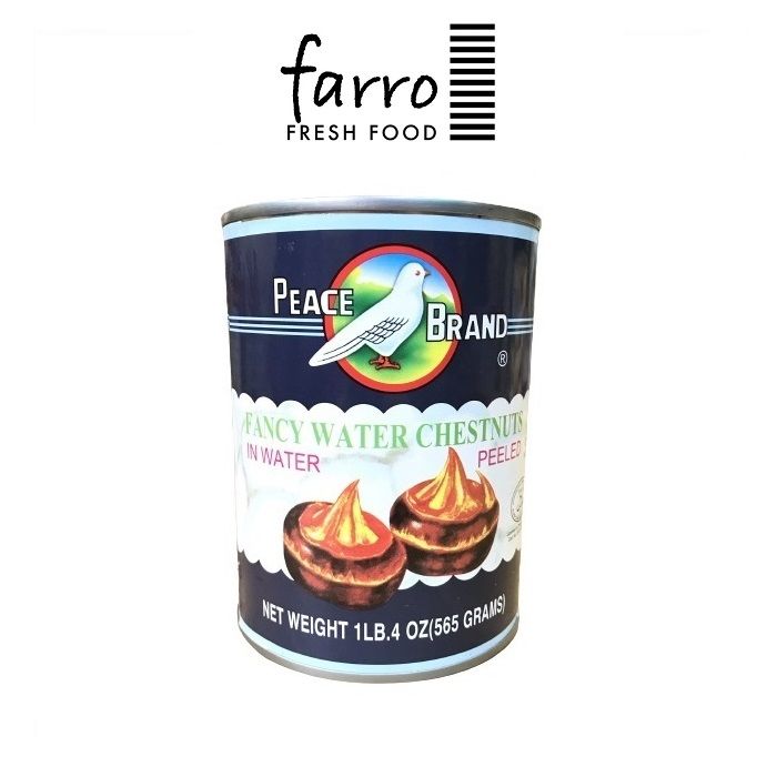 PEACE BRAND Water Chestnut Peeled In Water 565g 白鸽牌清水马蹄 HALAL by FARRO ...