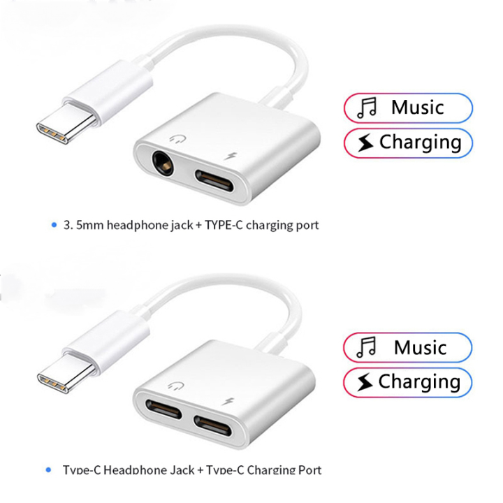 Type-C Connector USB C to Dual Type-C 3 5mm Jack AUX Cable Adapter for ...