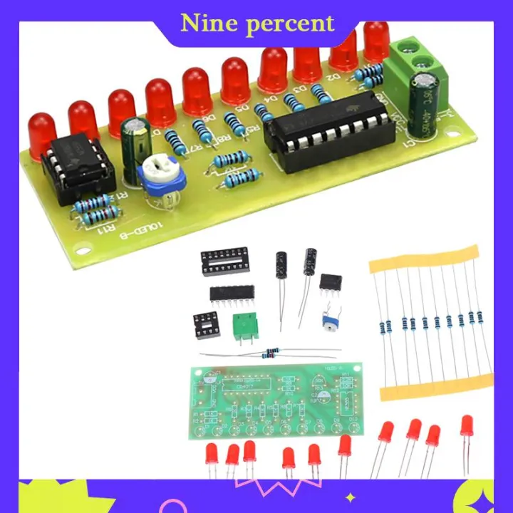 Nine percent LED chaser flowing water light ne555 module + cd4017 pcb ...