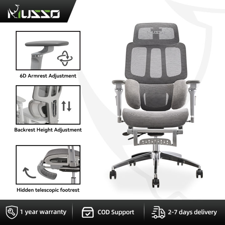 MUSSO H80 PRO Ergonomic Chair 6D Armrest and Adjustable Headrest Game ...