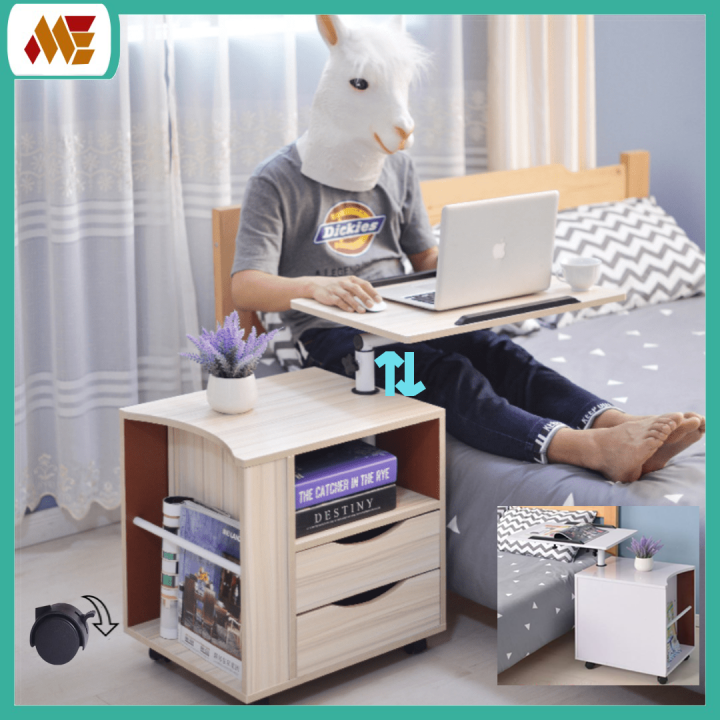 Height adjustable laptop table / reading table / bed table with large ...