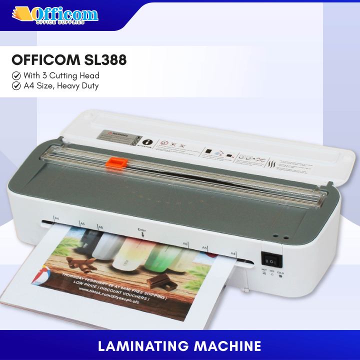 OFFICOM SL388 6in1 Laminating Machine A4 HOT/COLD with 3 Cutting Head ...