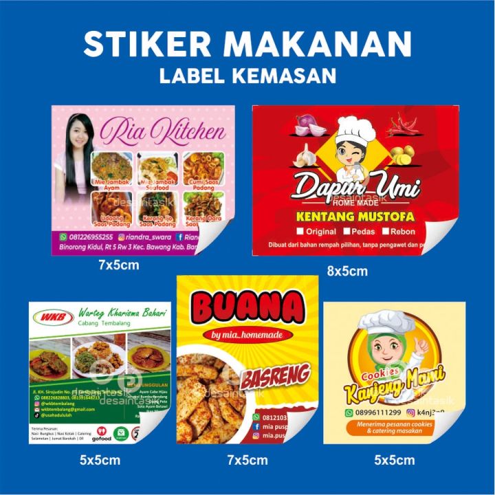 Free Desain dan Cetak 100 stiker Label Produk Untuk snack dan Makanan ...