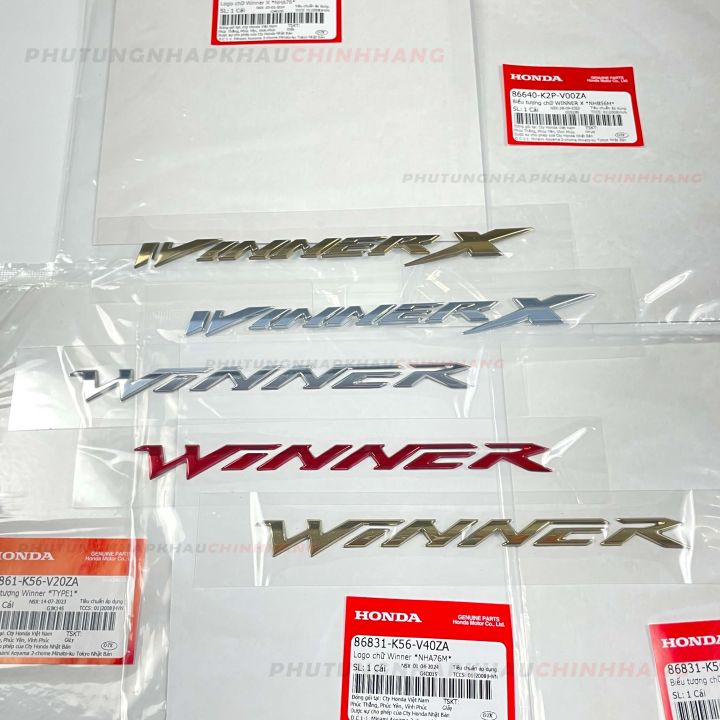 Tem chữ nổi Winner, Winner X V1 V2 V3 V4 các màu zin hãng Honda, Tem xe ...