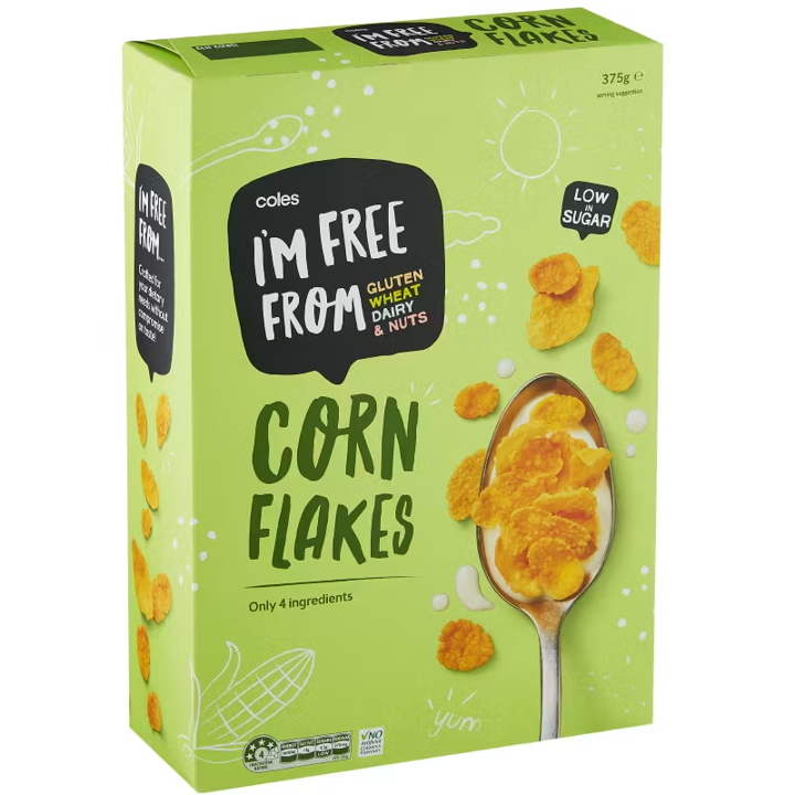 Coles Corn Flakes Cereal Breakfast 375g. โคลส์ คอร์น เฟลก ซีเรียล อาหาร ...