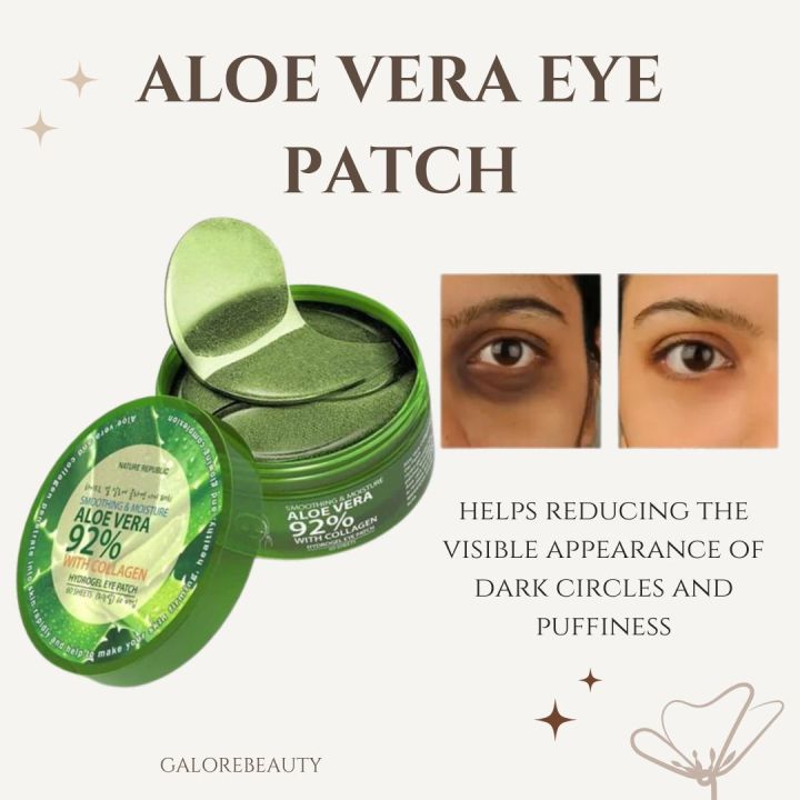Original Aloe Vera 92% with Collagen Hydrogel Eyebag Remover Eye Patch ...