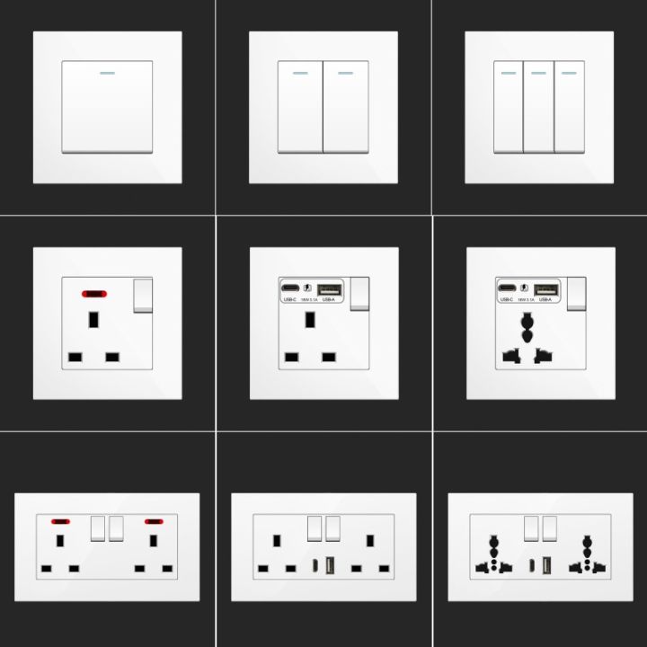 White UK 13A Wall Socket with USB C 18W Quick Charge Plug SocketWall ...