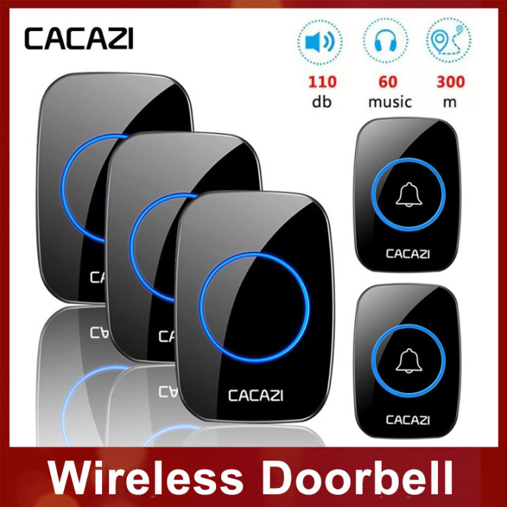 CACAZI A10 wireless doorbell 2 Transmitter 3 Receiver 100-240V ...