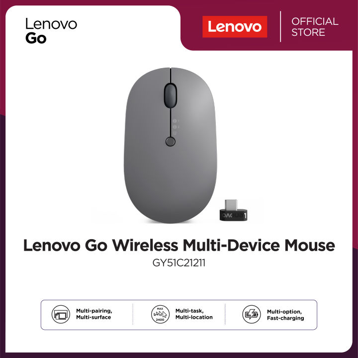 Lenovo Go Wireless Multi-device Mouse GY51C21211 | USB-A to USB-C ...