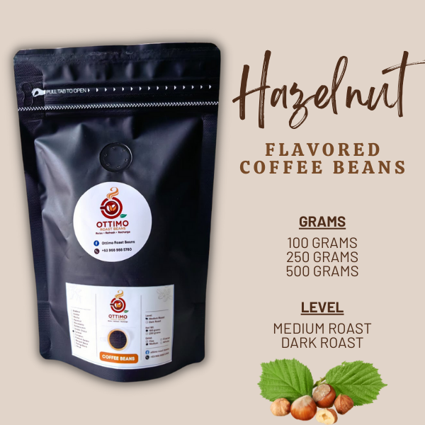 Hazelnut Flavored Coffee Beans - Medium and Dark Roast - 100g/250g/500g ...
