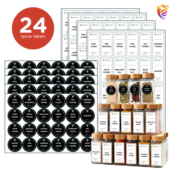 24pcs Sticker Spice Label Stickers Waterproof Quality Printing Spices ...