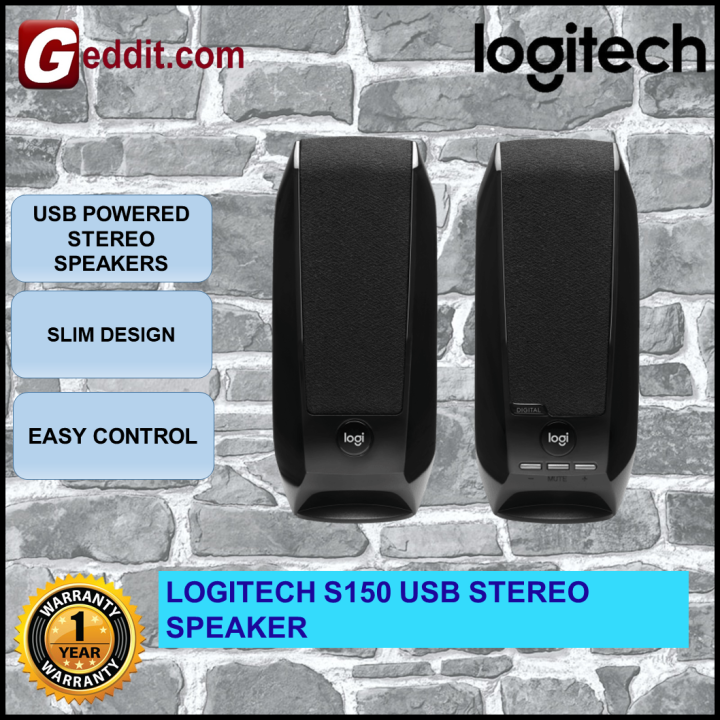 LOGITECH S150 USB STEREO SPEAKER - SMALL COMPACT DESIGN FOR DESKTOP AND ...