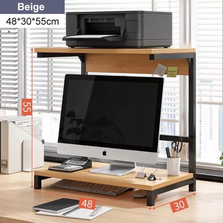 2 Layer Wooden Monitor Stand Printer Table Computer Stand Size 48×30× ...