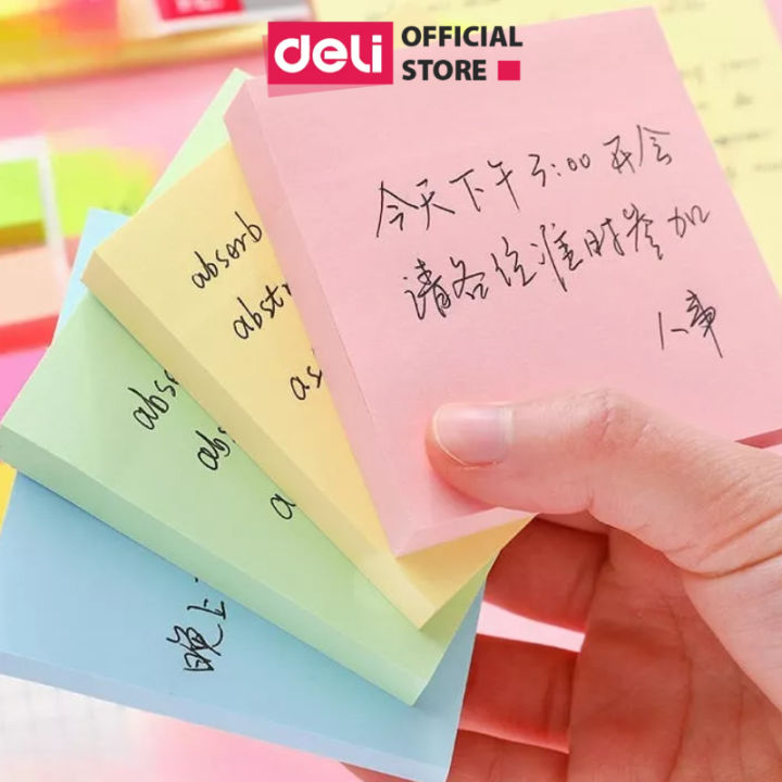 Giấy note, giấy nhớ ghi chú DELI - Vuông/Chữ nhật - set 100 tờ màu vàng ...