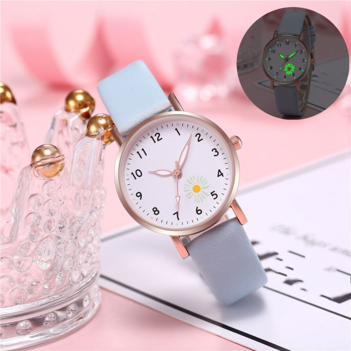 Lovely girls house♡】Korean Style Watches PU Leather Round Quartz Watch ...