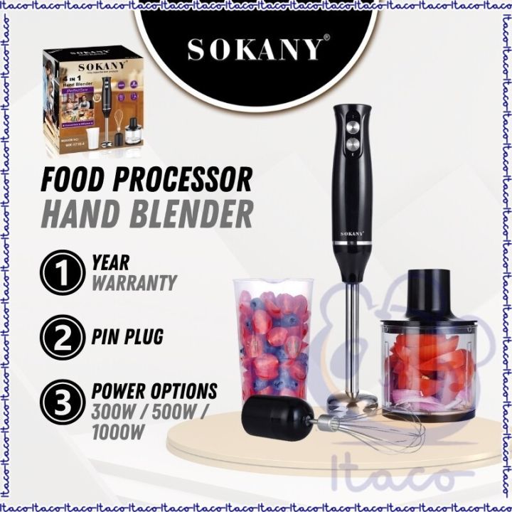 SOKANY 4 In 1 Electric Hand Blender Stick (200W/400W/500W/1000W) Mixer Baby Food Processor ...